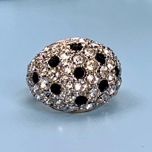 Vintage | Jewelry | Blackwhite Cz Dome Gold Tone Ring Sz 5 | Poshmark